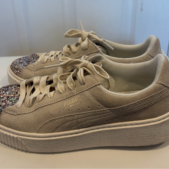 Puma | Shoes | Puma Womens Sneakers In Cream With Glitter Toe | Poshmark
